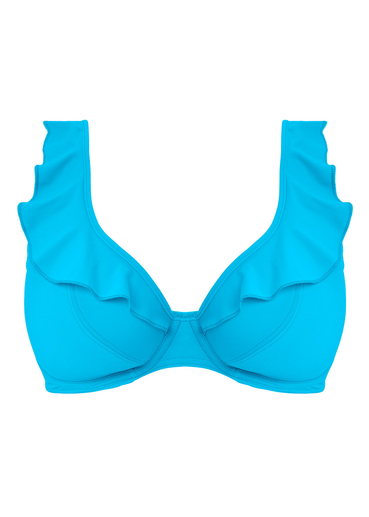 Jewel Cove Plain Turquoise High Apex Bikini Top From Freya